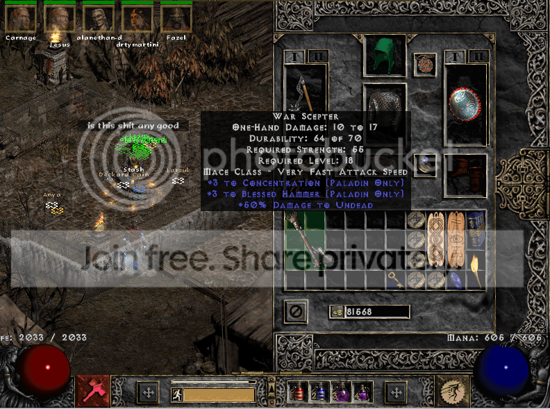 +3 Blessed Hammer + 3 Concentration War Scepter - Topic - d2jsp